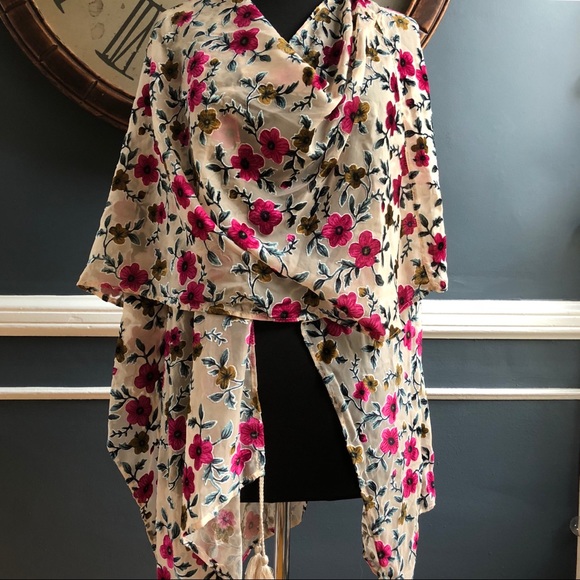Tops | Boho Floral Drape Kimono Size L Nwt | Poshmark